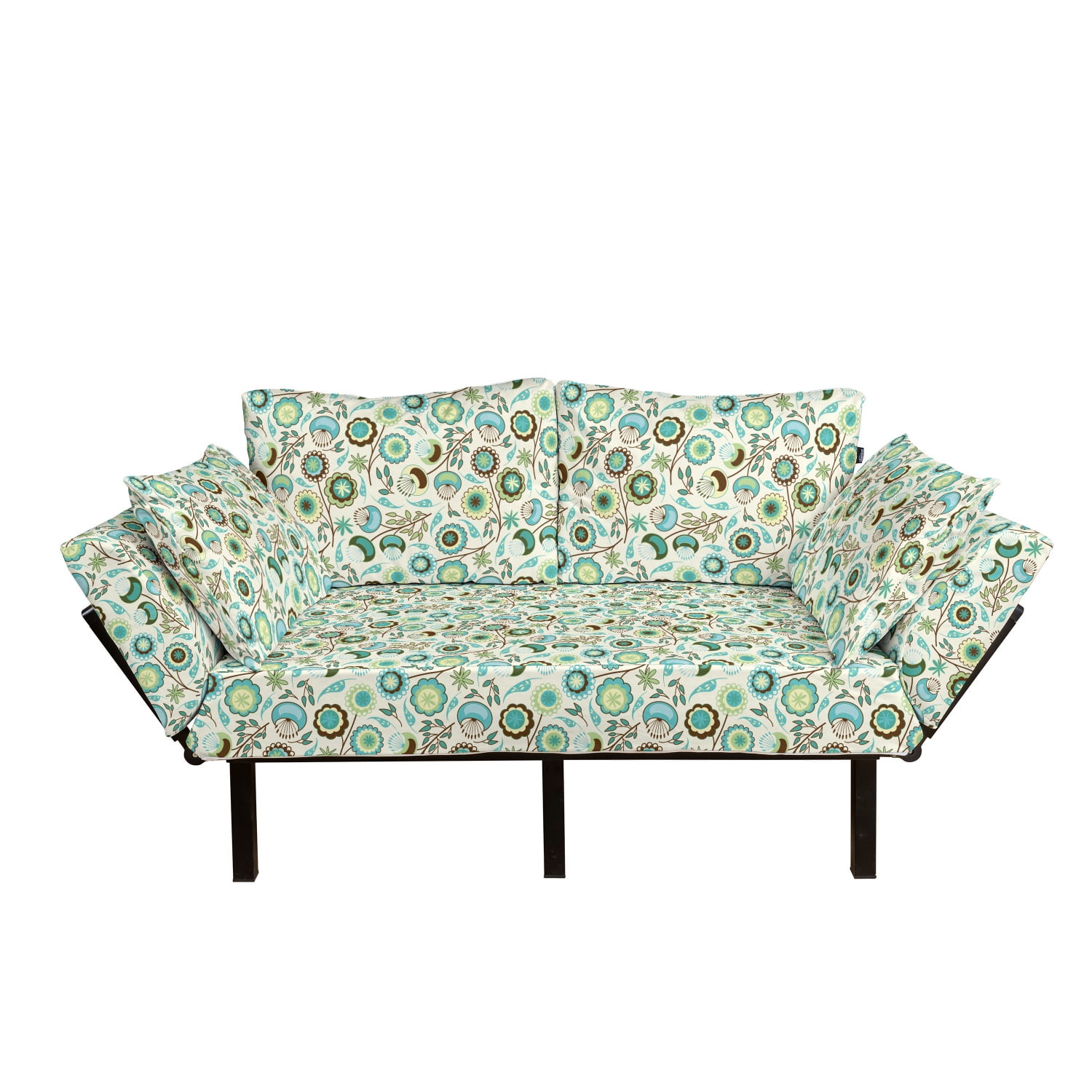 Retro Futon Couch, Joy of Nature Coming Alive in Spring Pastel Colored ...