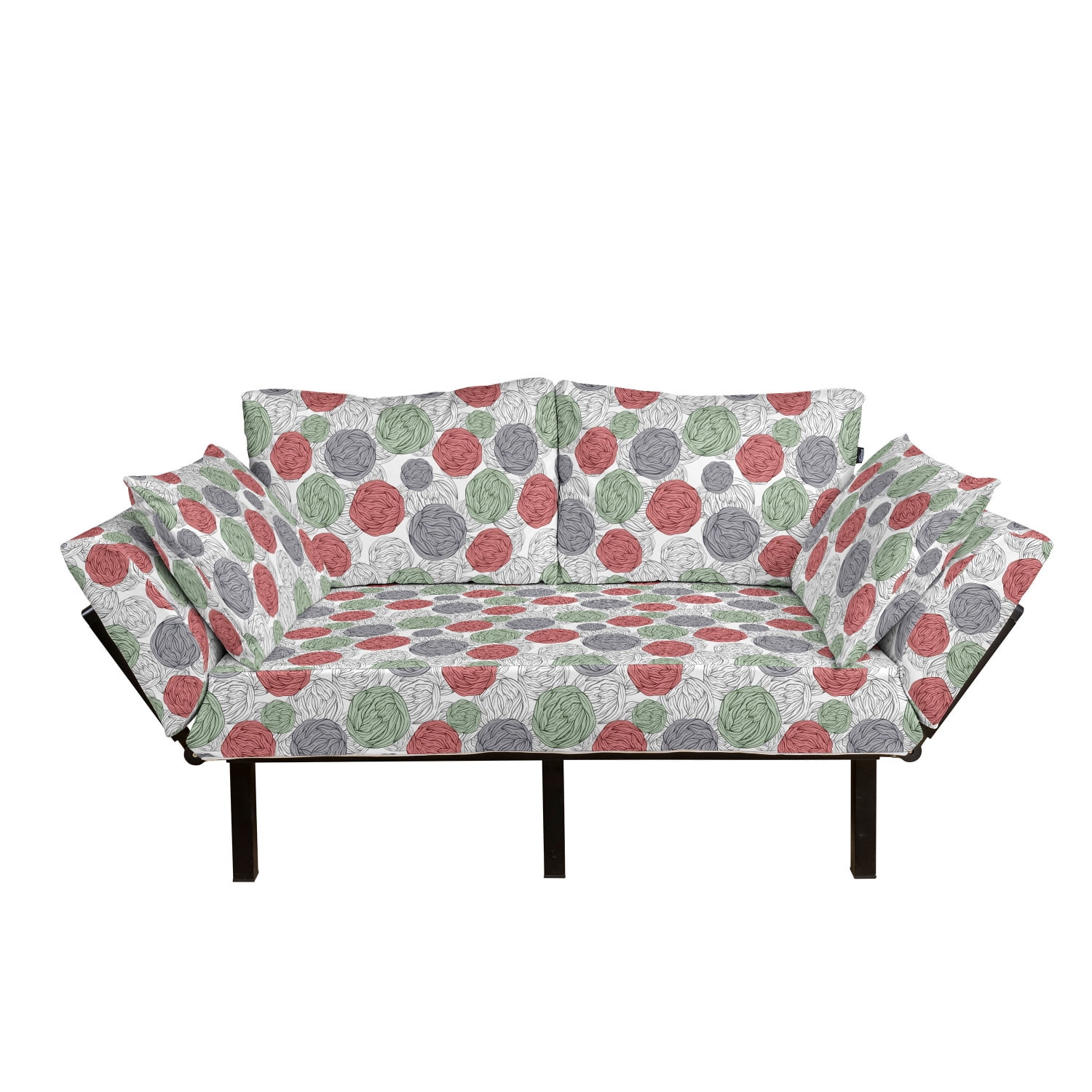 Retro Futon Couch, Knitting Balls Crochet Hand Made Theme Domestic ...