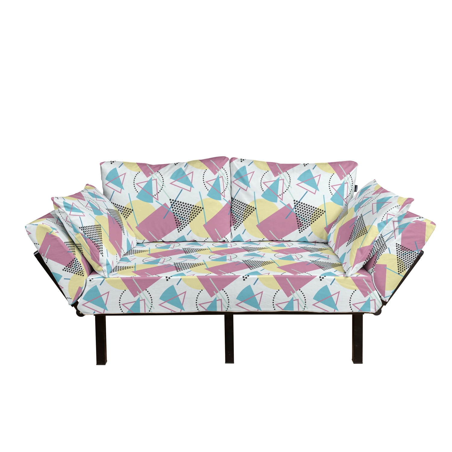 Retro Futon Couch, Pastel Colored Funky Geometrical Shapes from ...