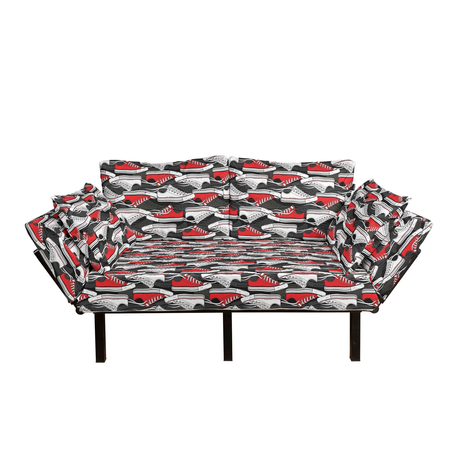 Retro Futon Couch, Retro Shoes Pattern Sneakers Nineties Casual ...