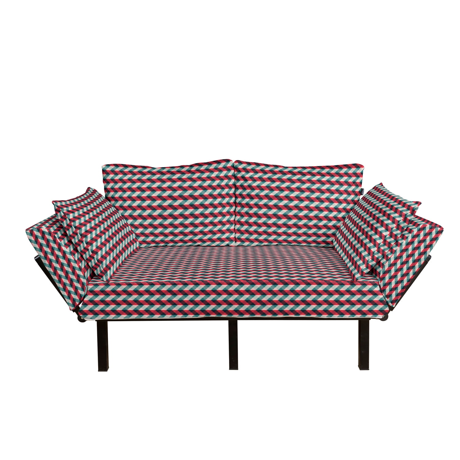 Retro Futon Couch, Vintage Country Style Pattern with Diagonal Checks ...