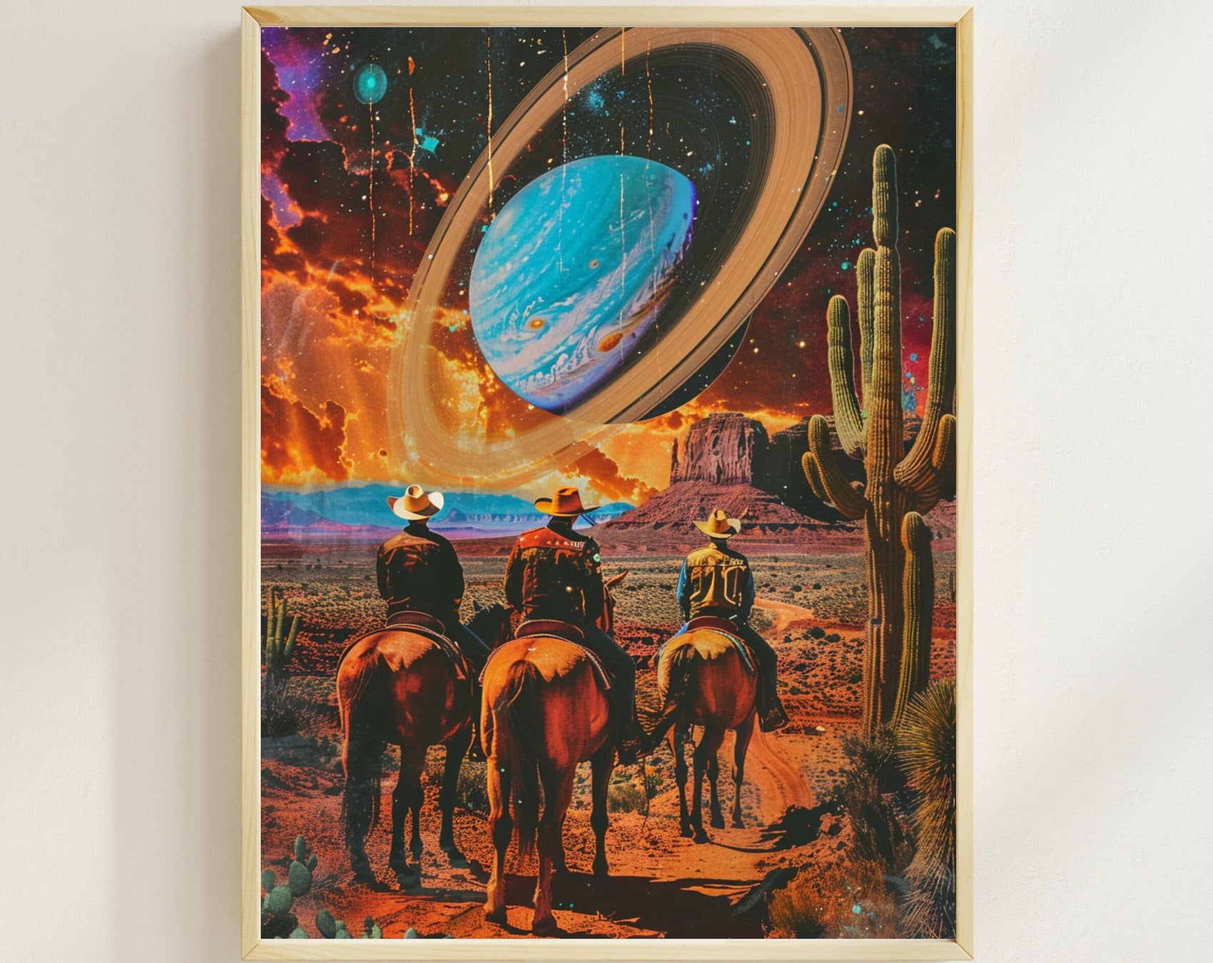 Retro Futuristic Art Vintage Western Sci-Fi Collage Art Space Adventure ...