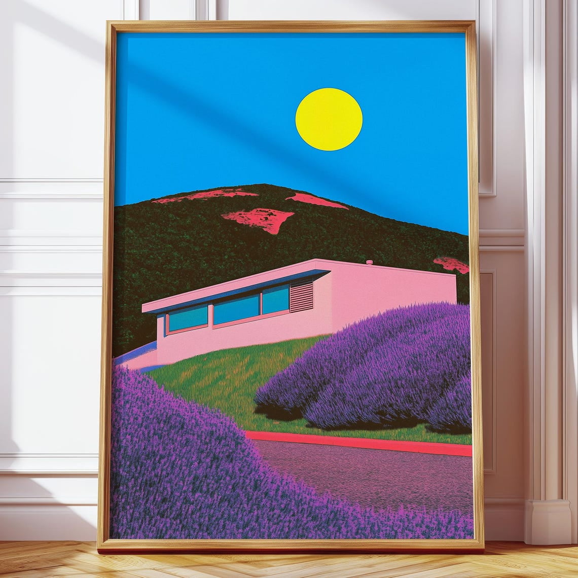 Retro-Futuristic Modern House Art Print – Bold & Vibrant Chill Vibe ...
