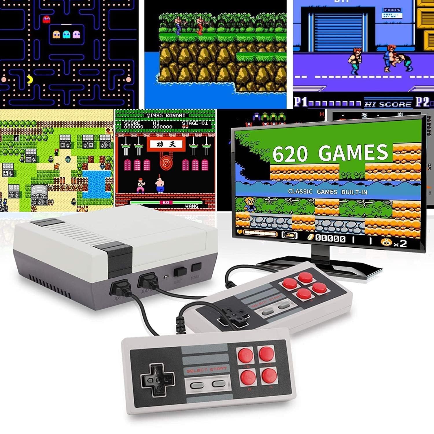 Retro Game Console – Classic Mini Retro Game System Built-in 620 Games and 2 Controllers, Old ...