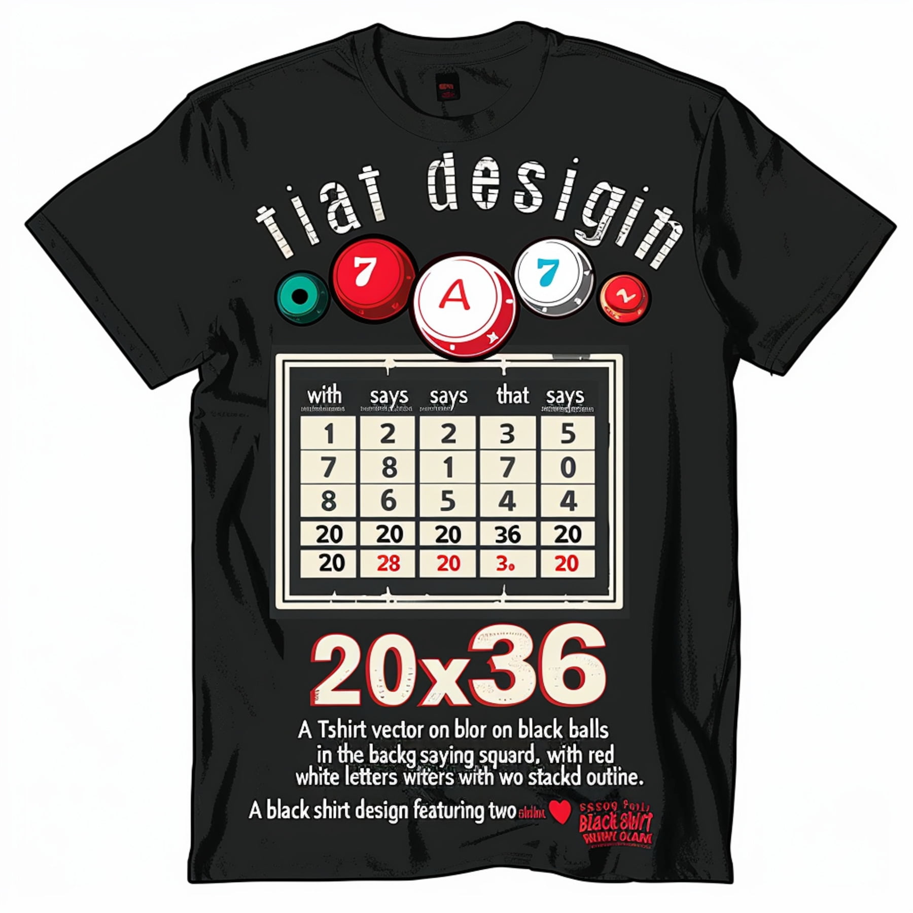 Retro Game Show Theme Black TShirt with Calendar and Lotto Balls Design ...