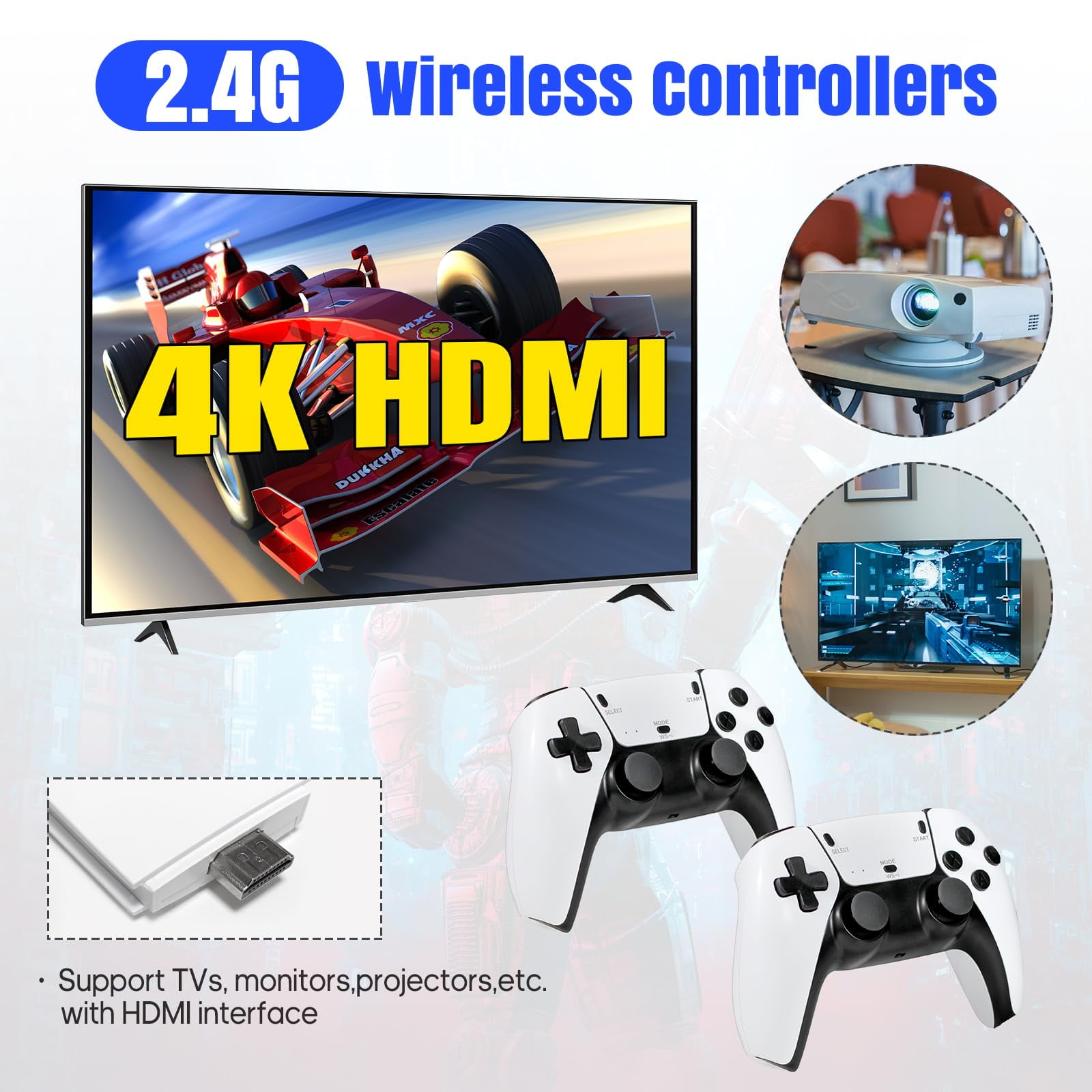 Retro Gamer Pro,Built-In 23 Emulators Wireless Game Stick, 4k Hdmi ...