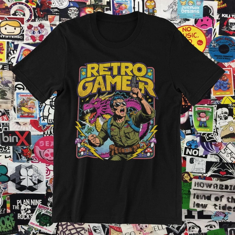 Retro Gamer T-shirt, 90s Video Game Dragon Warrior Tee, Arcade Gaming ...