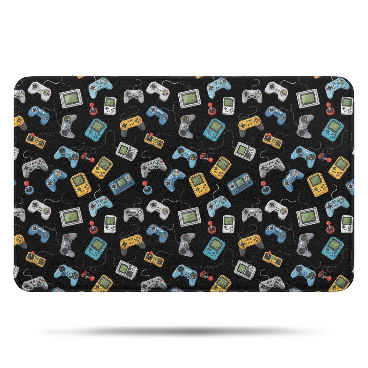 Retro Games Devices Black Pattern Bathroom Rugs Mat,Non Slip Microfiber ...