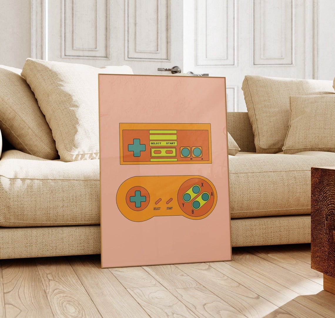 Retro Gaming Controller Wall Art Print - Walmart.com