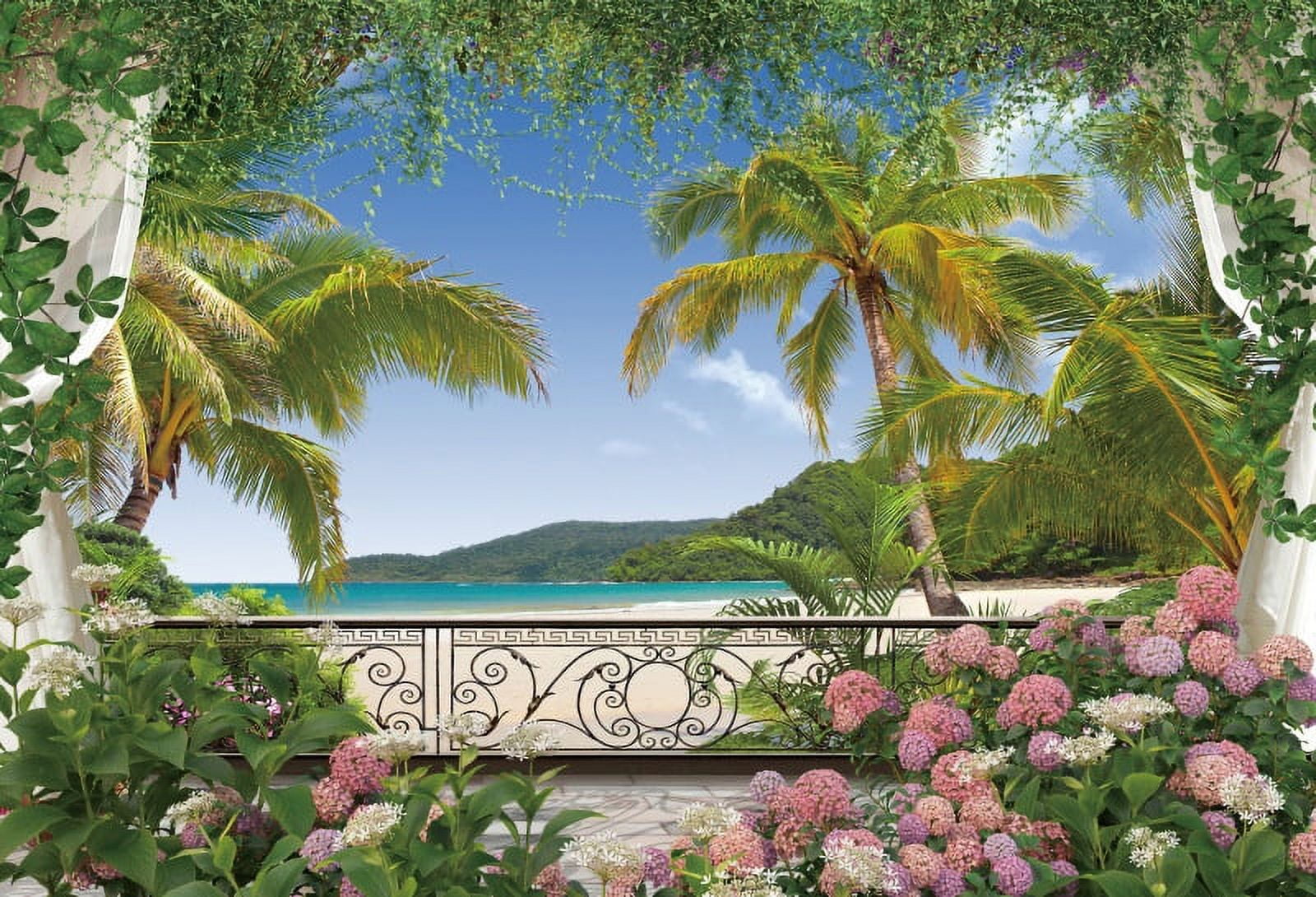 Retro Garden Beautiful Balcony Seascape Scenery Backdrop Romantic ...