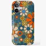 Retro Garden Flowers Groovy 60s Compatible Phone Case for iPhone 11-17 ...
