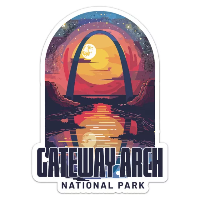 Retro Gateway Arch National Park Sticker Phone Decal Water Bottle ...