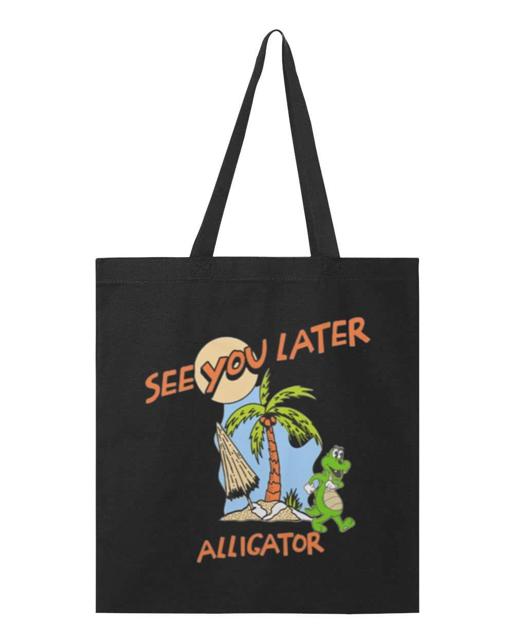 Retro Gator Tote Bag with See You Later Alligator Fun Art Style ...