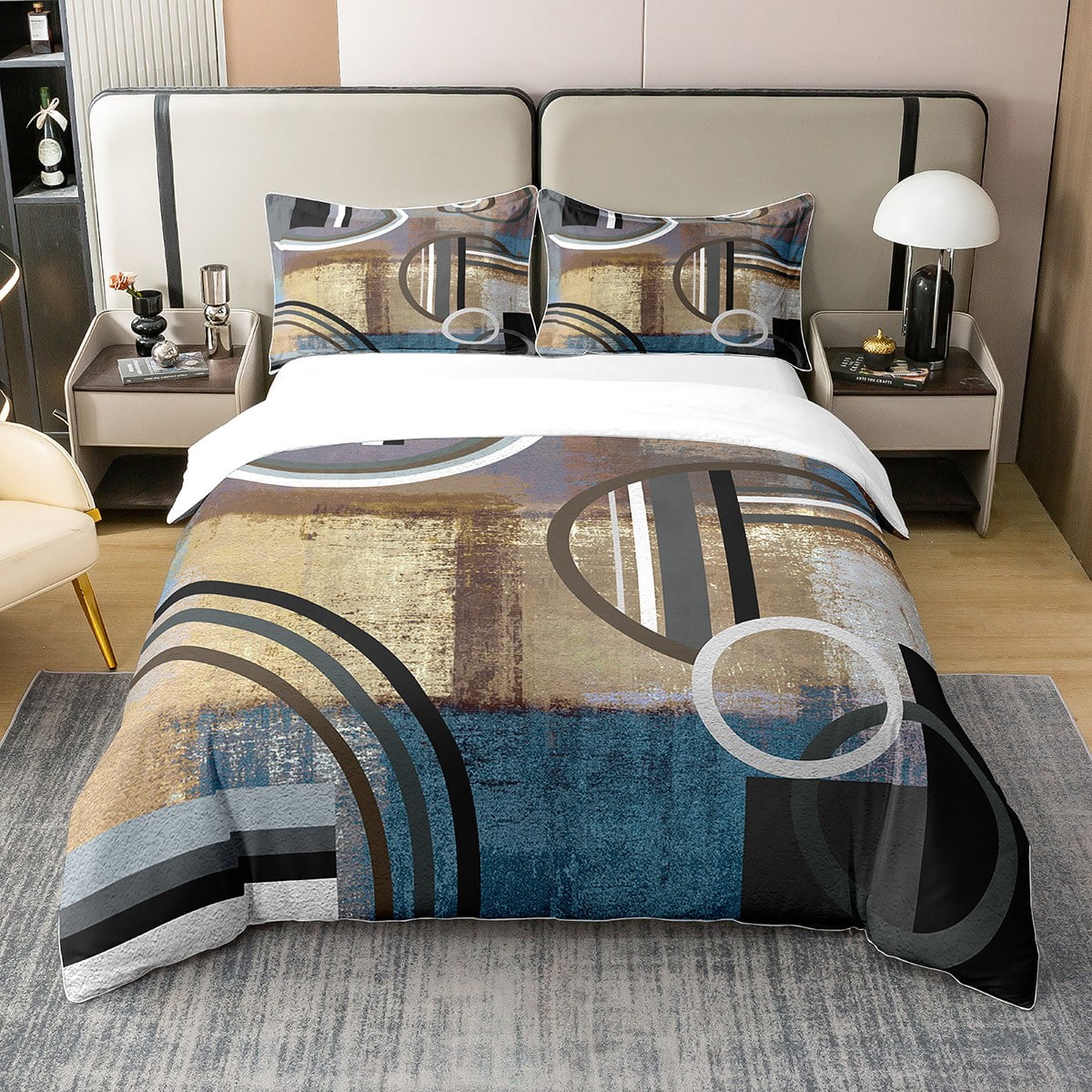 Retro Geometric 100% Cotton Duvet Cover Twin,Vintage Grunge Style ...