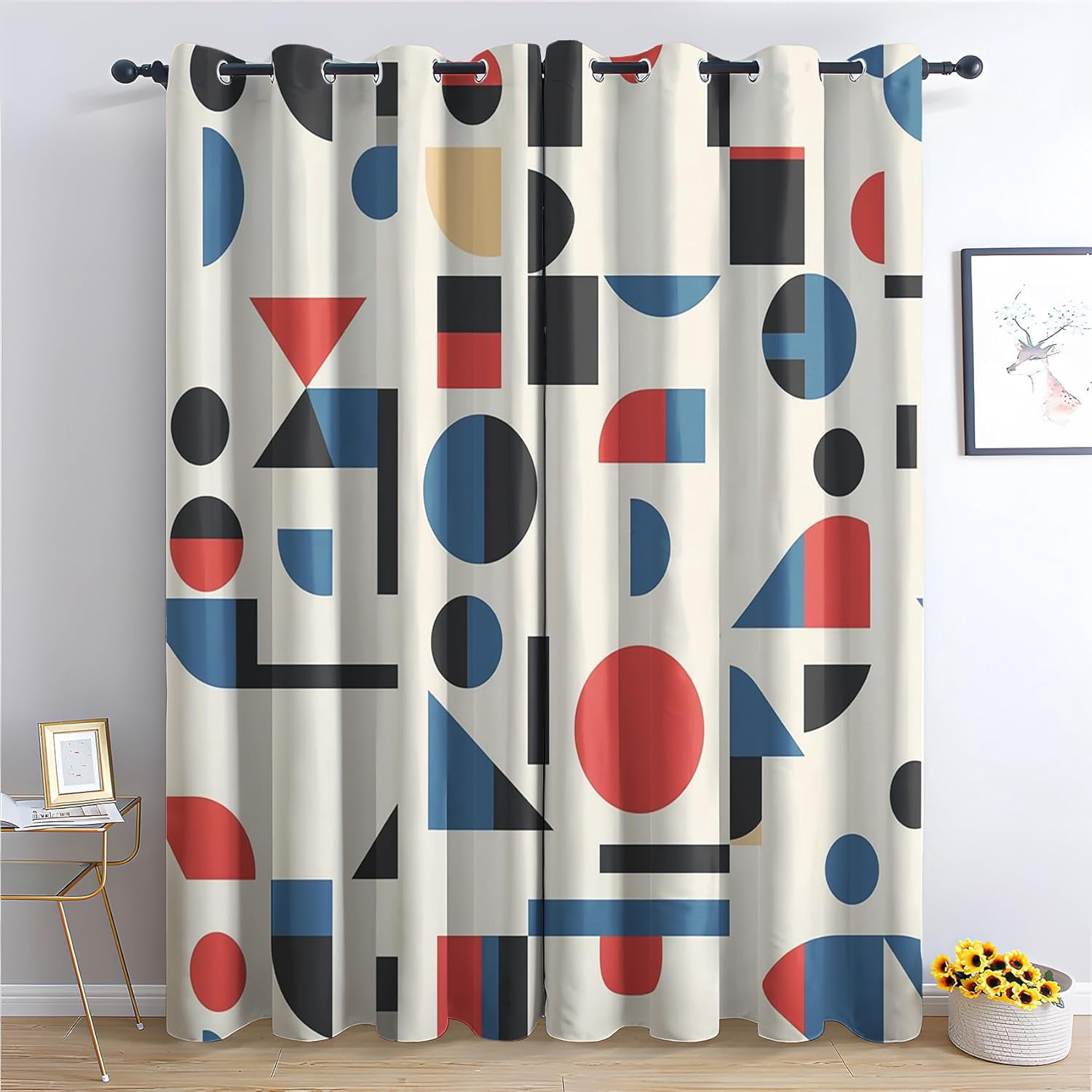 Retro Geometric Curtains, Mid Century Modern Window Curtains ...