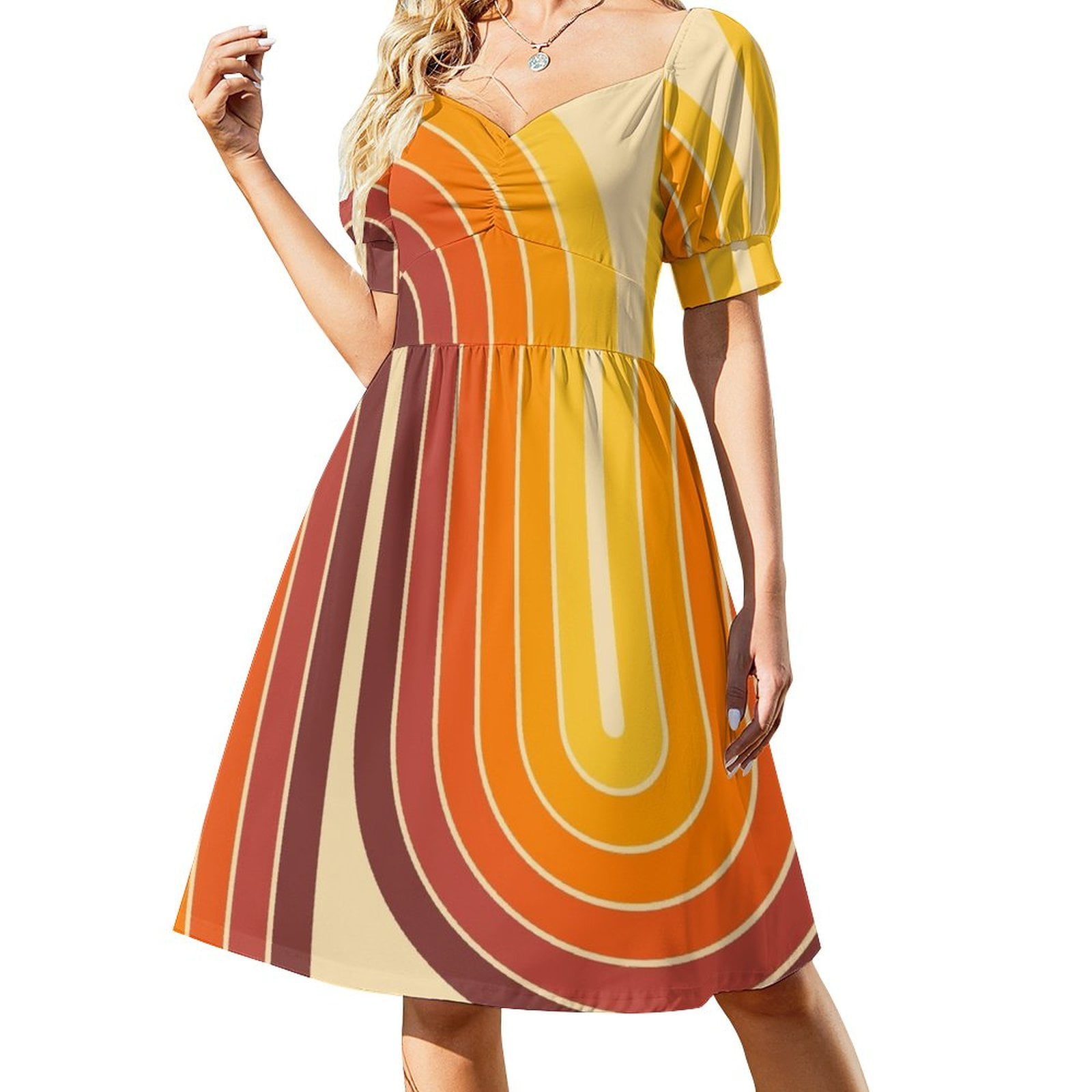 Retro Geometric Double Arch Design 522 Sleeveless Dress prom dress ...