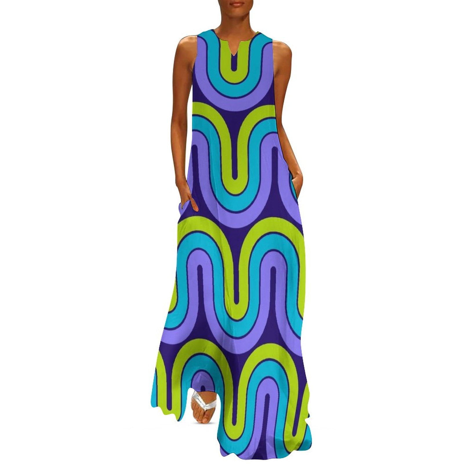 Retro Geometric Gradit Design 841 Long Dress summer dresses wom02 ...