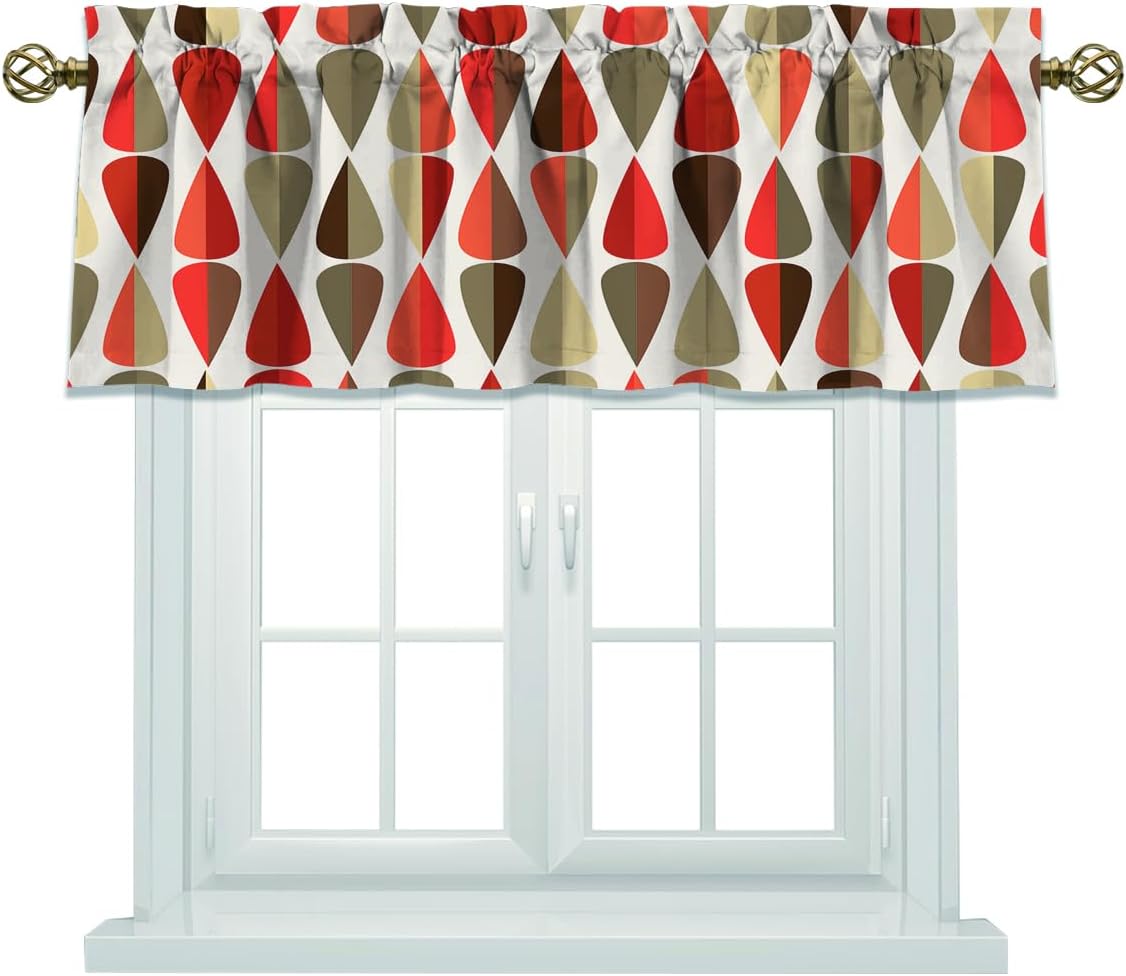 Retro Geometric Mid Century Rod Pocket Valance Curtains,Abstract Modern ...