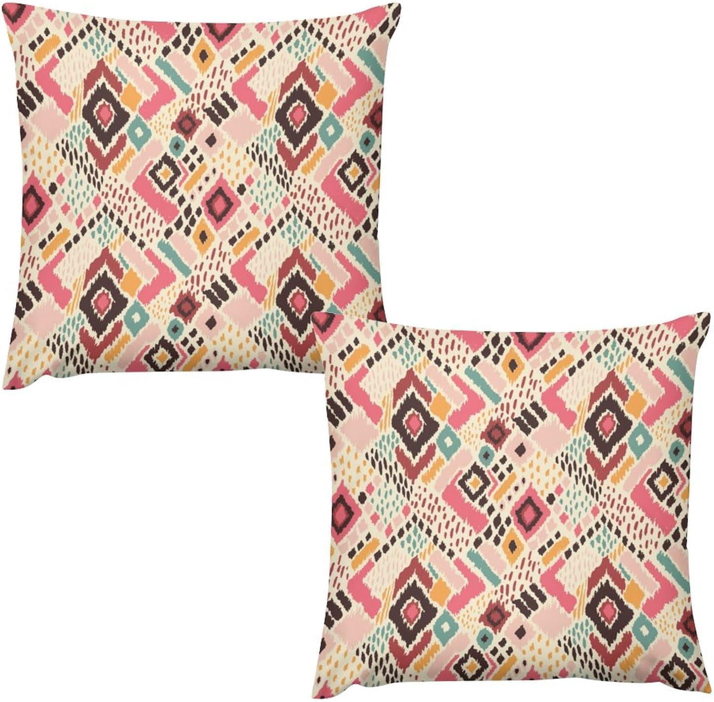 Retro Geometric Pillow Covers,Boho Colourful Vintage Traditional ...