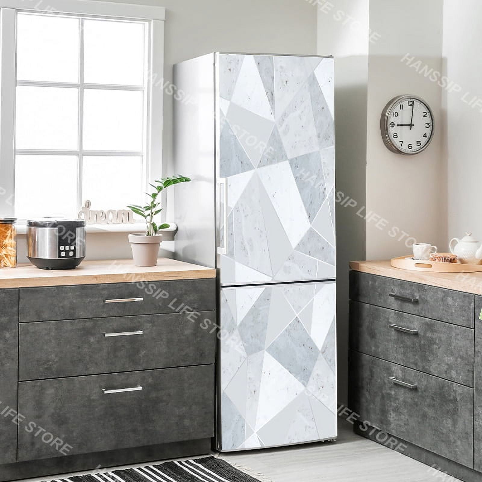 Retro Geometric Triangle Pattern Refrigerator Door Wrap Cover ...