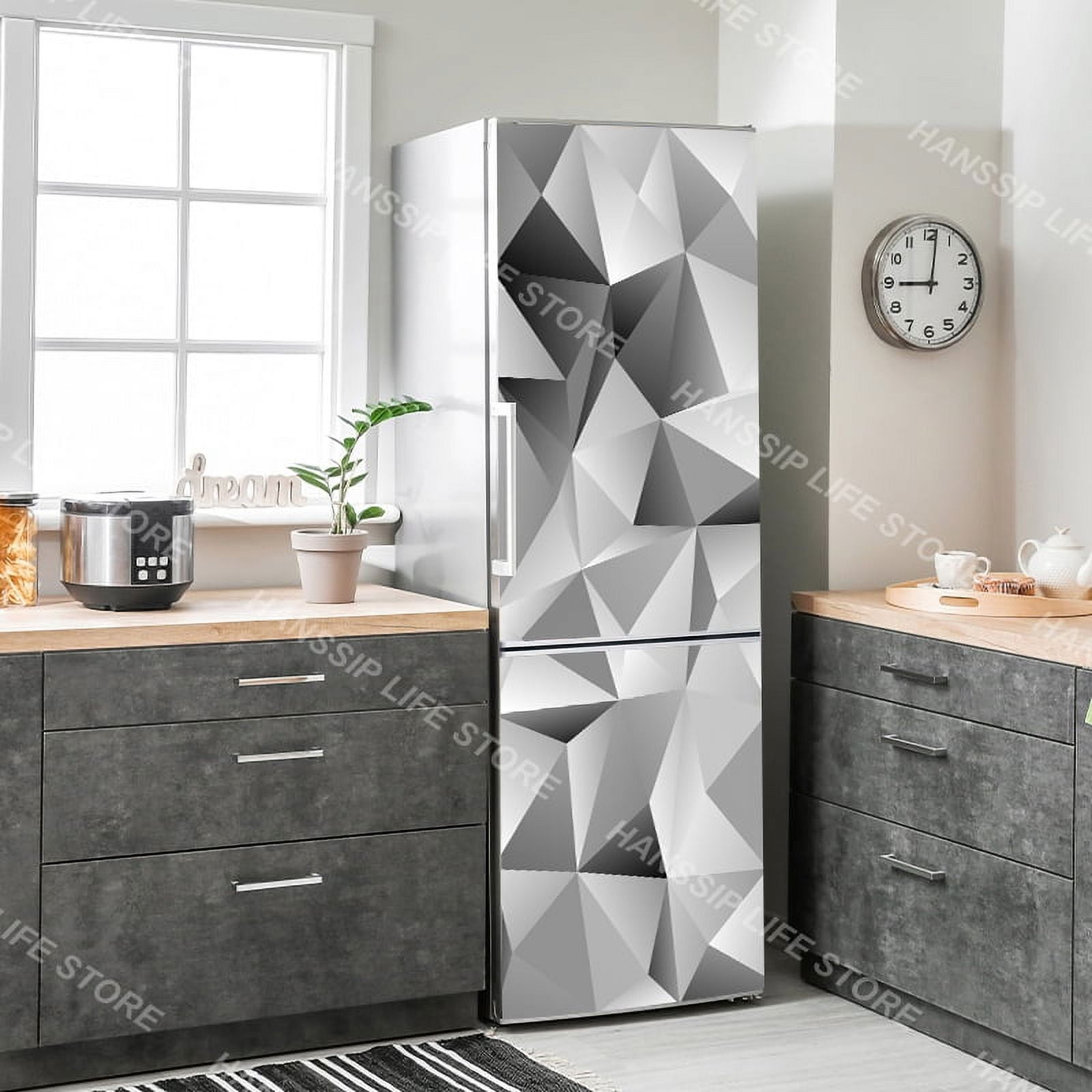 Retro Geometric Triangle Pattern Refrigerator Door Wrap Cover ...