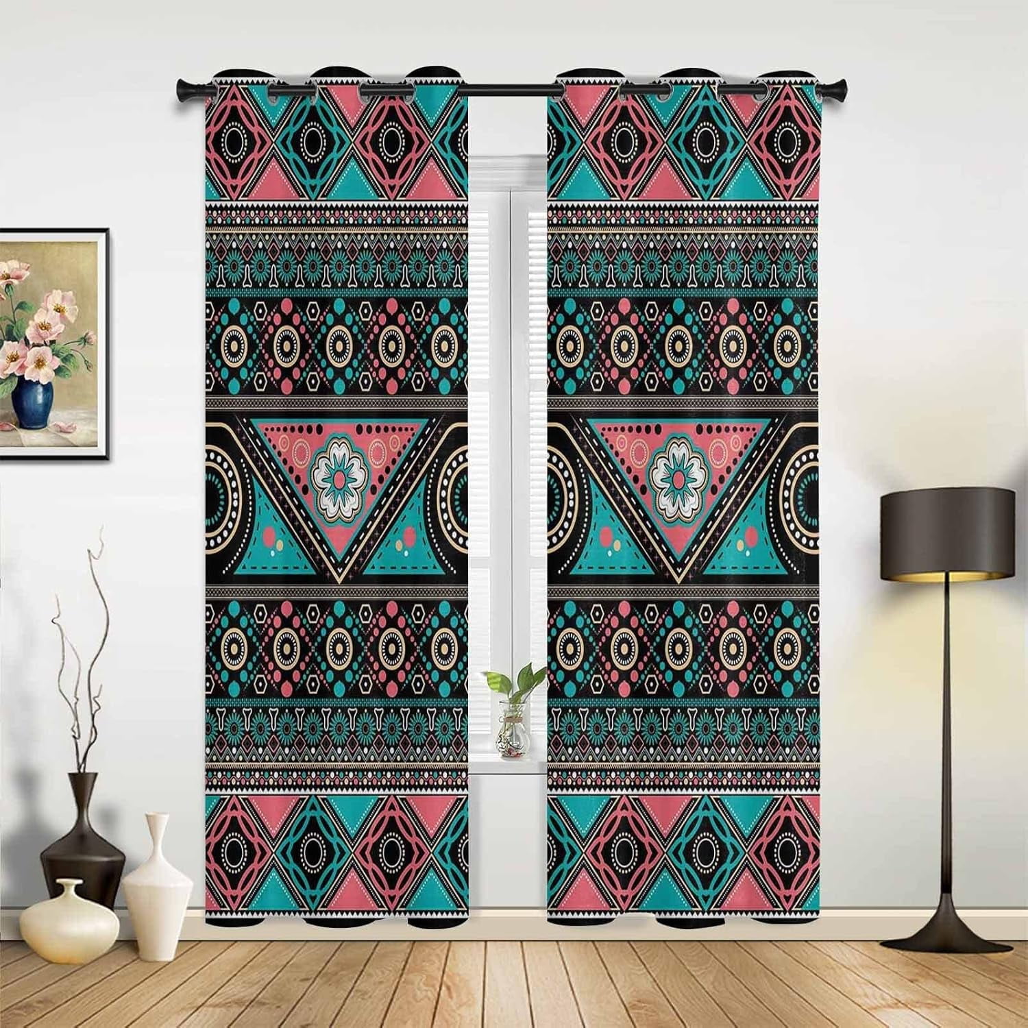 Retro Geometry Curtains For Living Room/Bedroom, Ethnic Pattern 3D ...