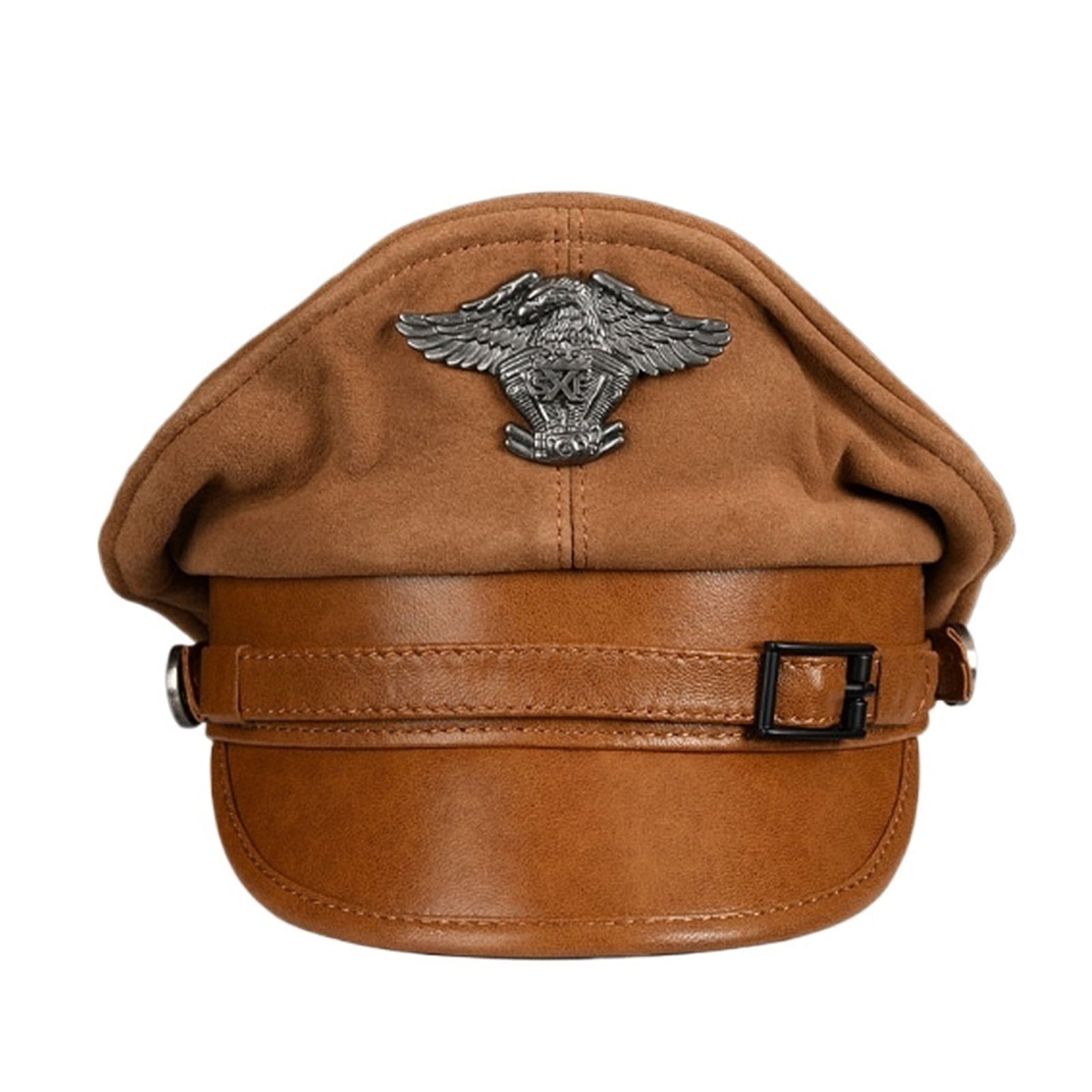 Retro German Caps For Men Male Genuine Leather Flat Top Hats European ...