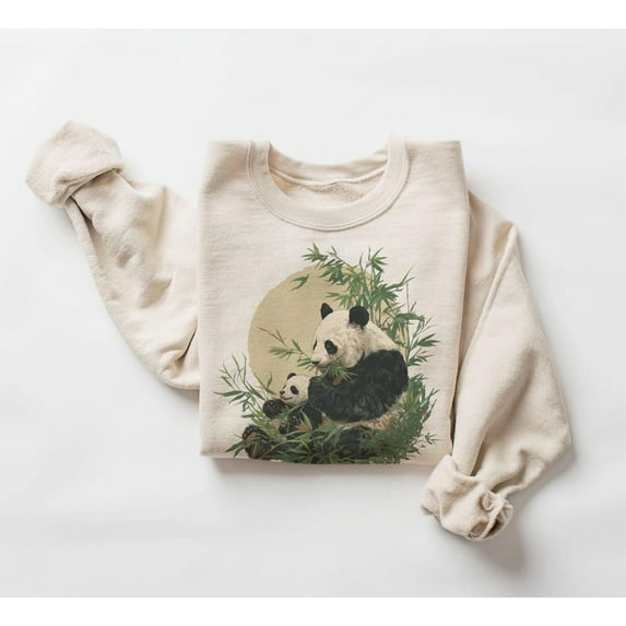Retro Giant Panda & Baby Bamboo Forest Sweatshirt - 90s Cute Mammals ...