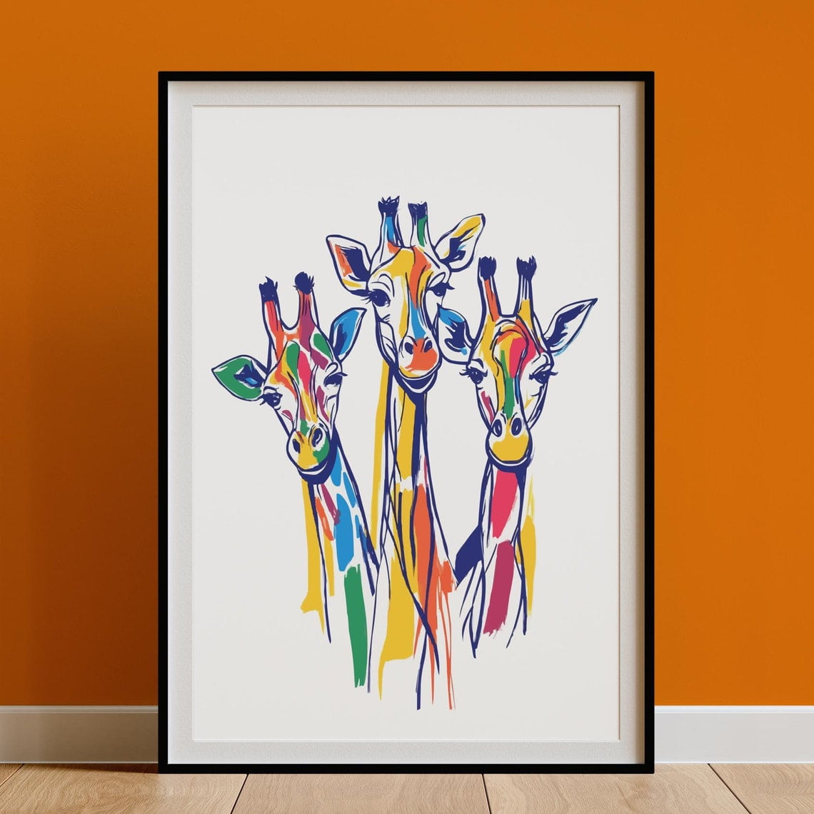 Retro Giraffes Wall Art, Giraffe Print, Matisse Bold Line Drawing ...