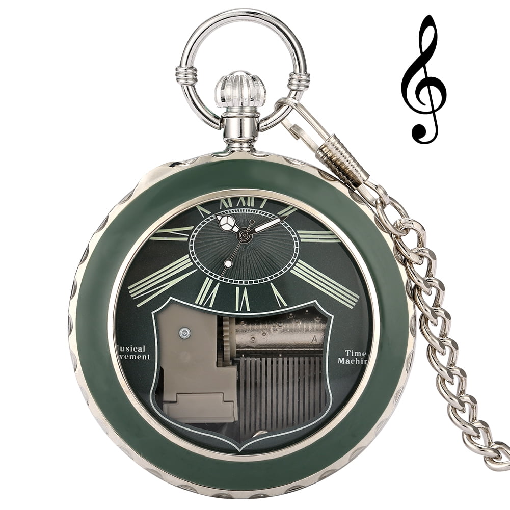 Retro Glass Musical Pocket Watch Swan Lake Melody Music Watch Antique ...