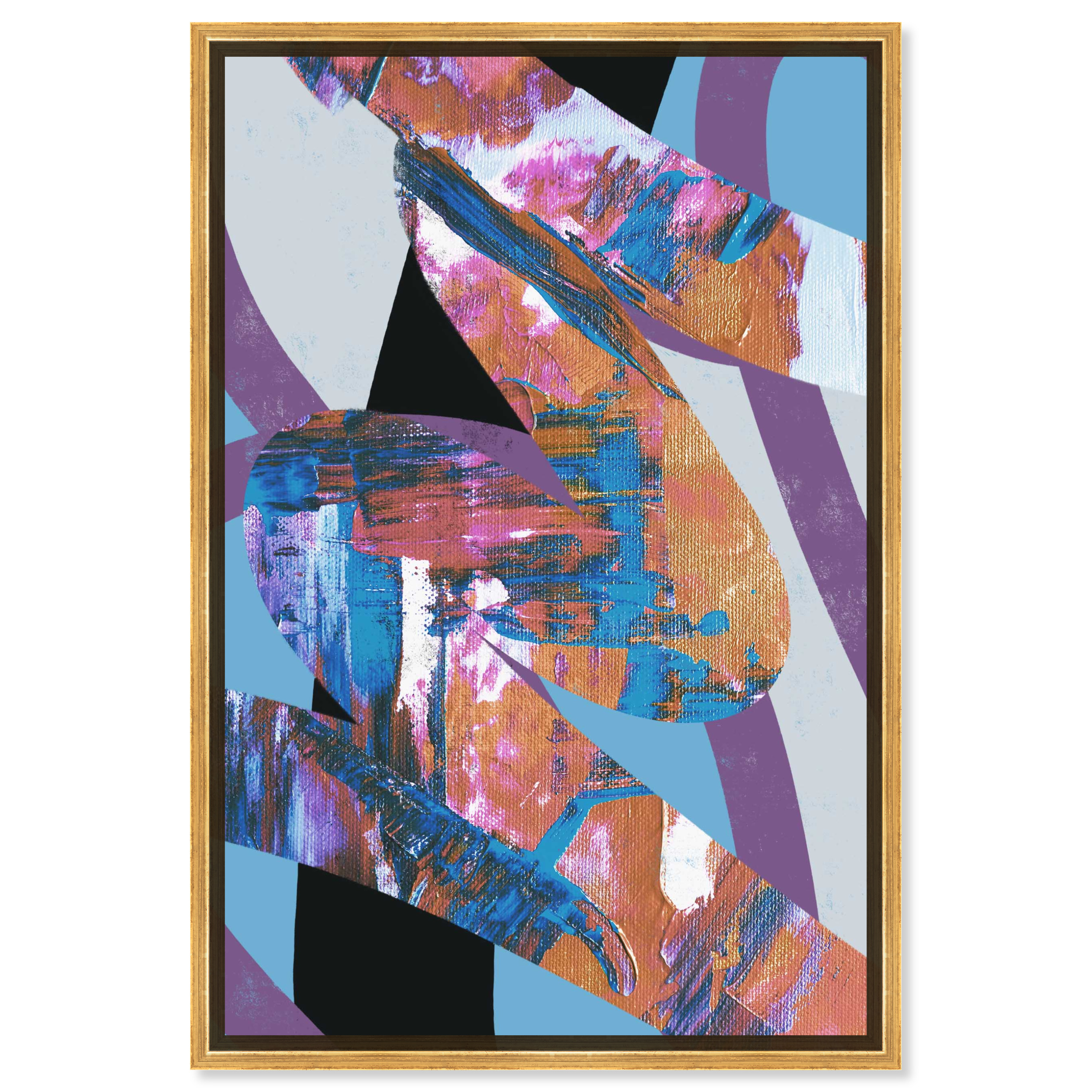 Retro Glitch Retro Modern Abstract Canvas Wall Art by Art Remedy, Gold ...