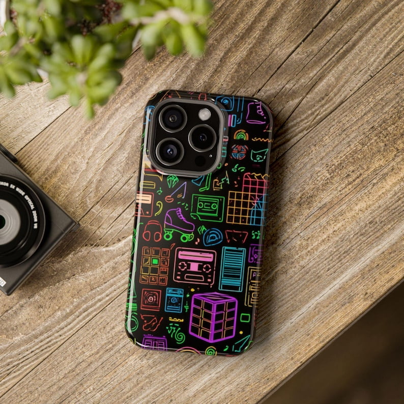 Retro Glow 80s Inspired MagSafe Phone Case, Nostalgic Vibrant Print ...