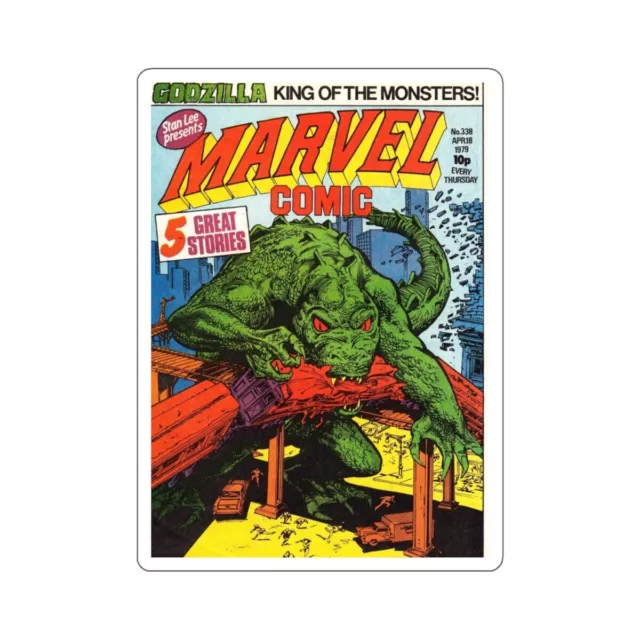 Retro Godzilla Horror Classic Comic Book Cover Illustration Stickers ...