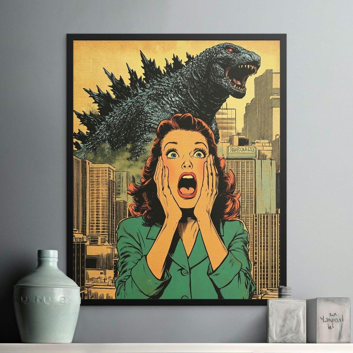 Retro Godzilla Posters, Giant Monster Attack Artwork, Vintage Comic ...