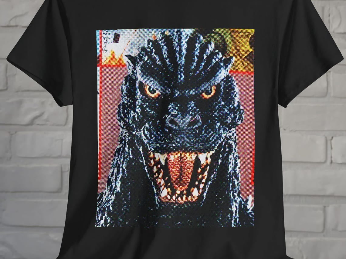 Retro Godzilla Shirt | Goth Punk T-Shirt | Sci-fi Monster Movie Top ...