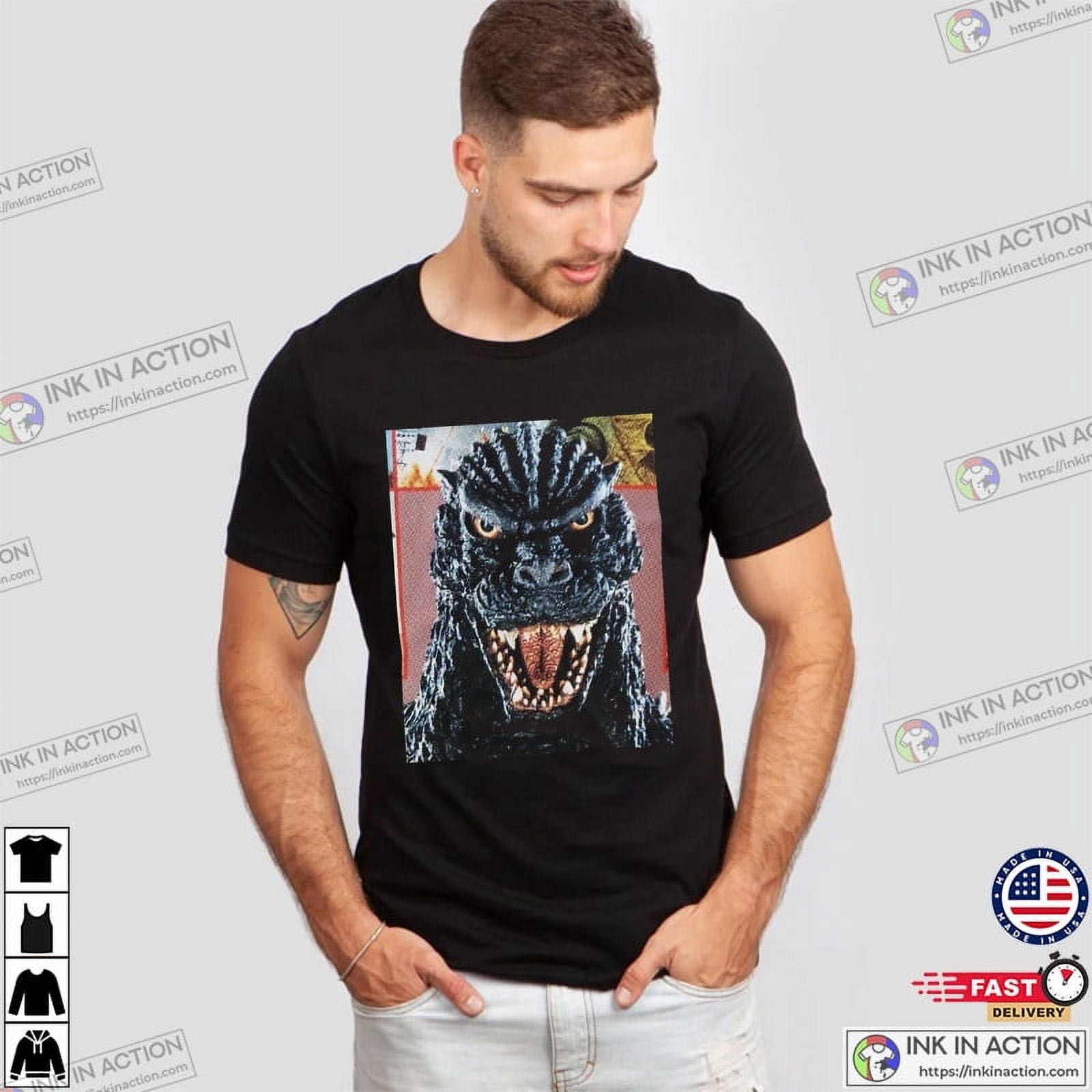 Retro Godzilla Smile Face Portrait Tee - Walmart.com