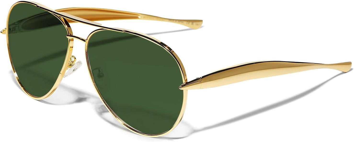 Retro Gold Aviator Sunglasses for Women Men, 2025 Metal Oversized 70s ...