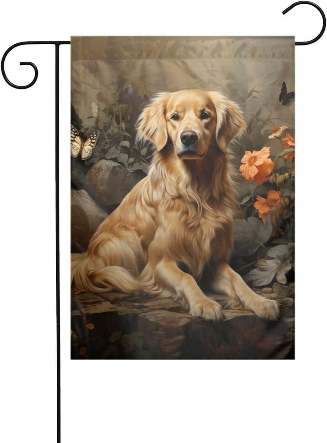 Retro Golden Retriever Garden Flags Double Sided,Garden Flags for All ...