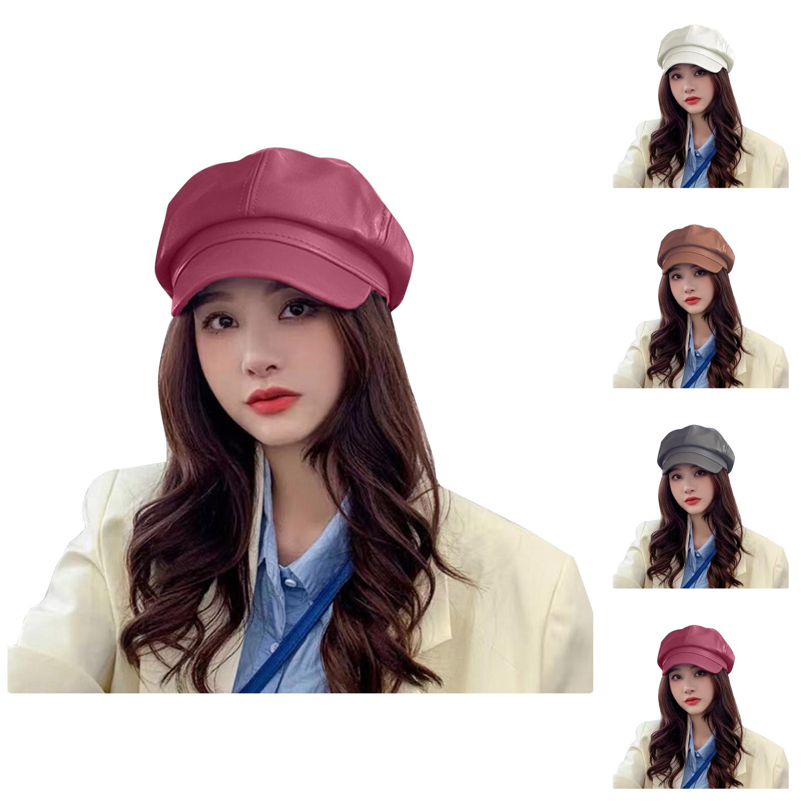 Retro Golf Hat Flat Cap And Beret, Red Beret, Leather Beret, for Winter ...