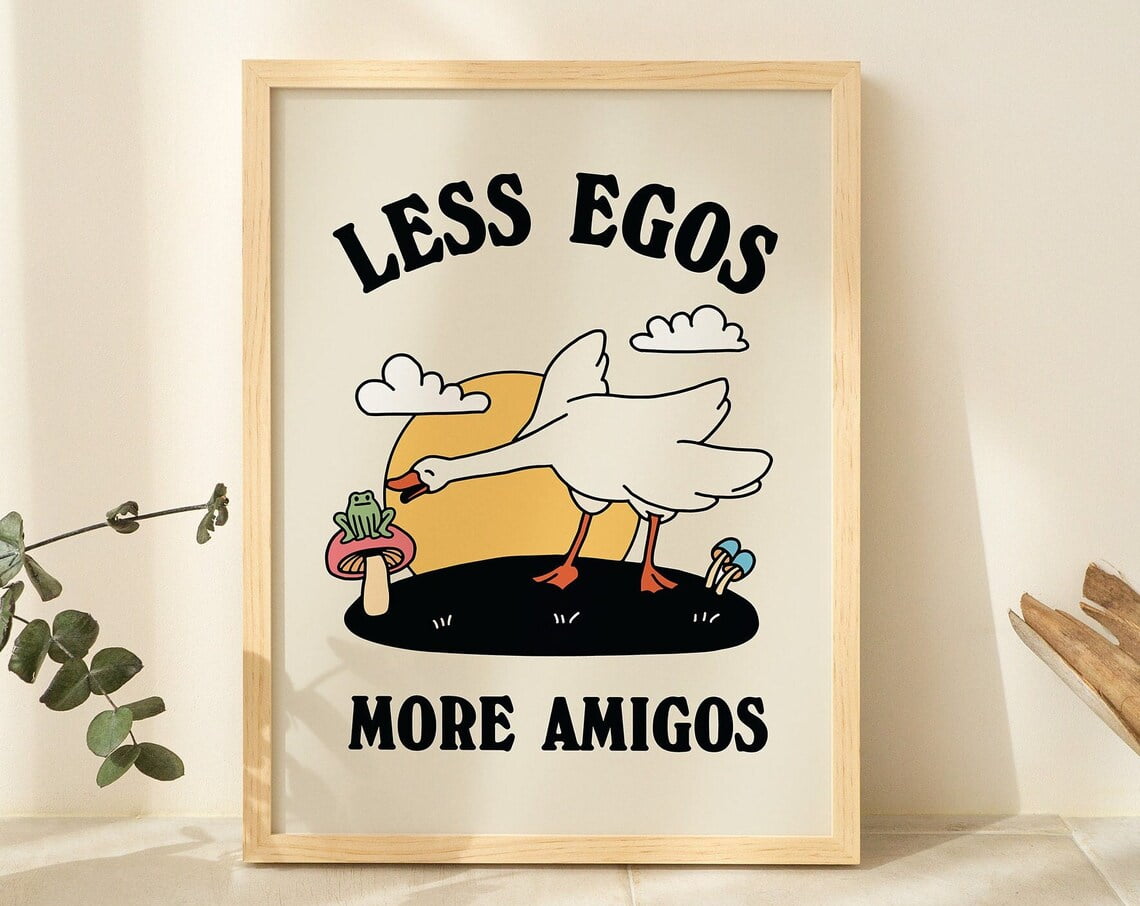 Retro Goose Wall Print, Friendship Quote, Cute Kids Illustration ...