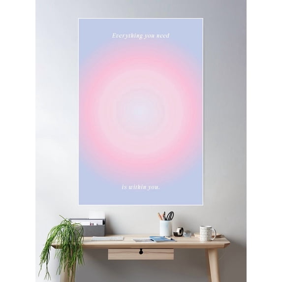 Retro Gradient Pink And Purple Aura Poster Wall Art Modern Wall Decor ...