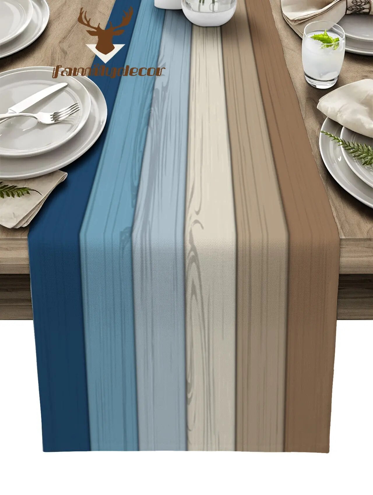 Retro Gradient Wood Grain Table Runner Home Wedding Table Flag Mat ...