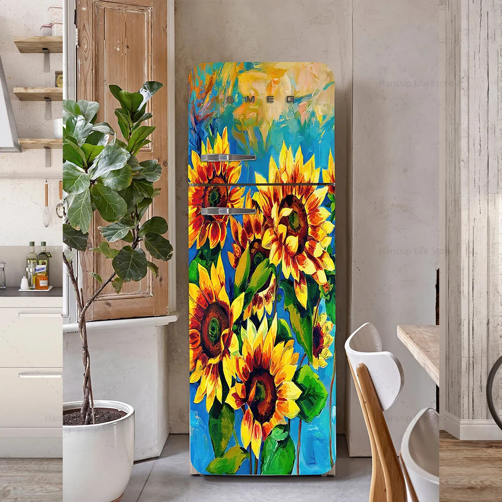 Retro Graffiti Fridge Door Mural Sticker Waterproof PVC Village Vintage ...