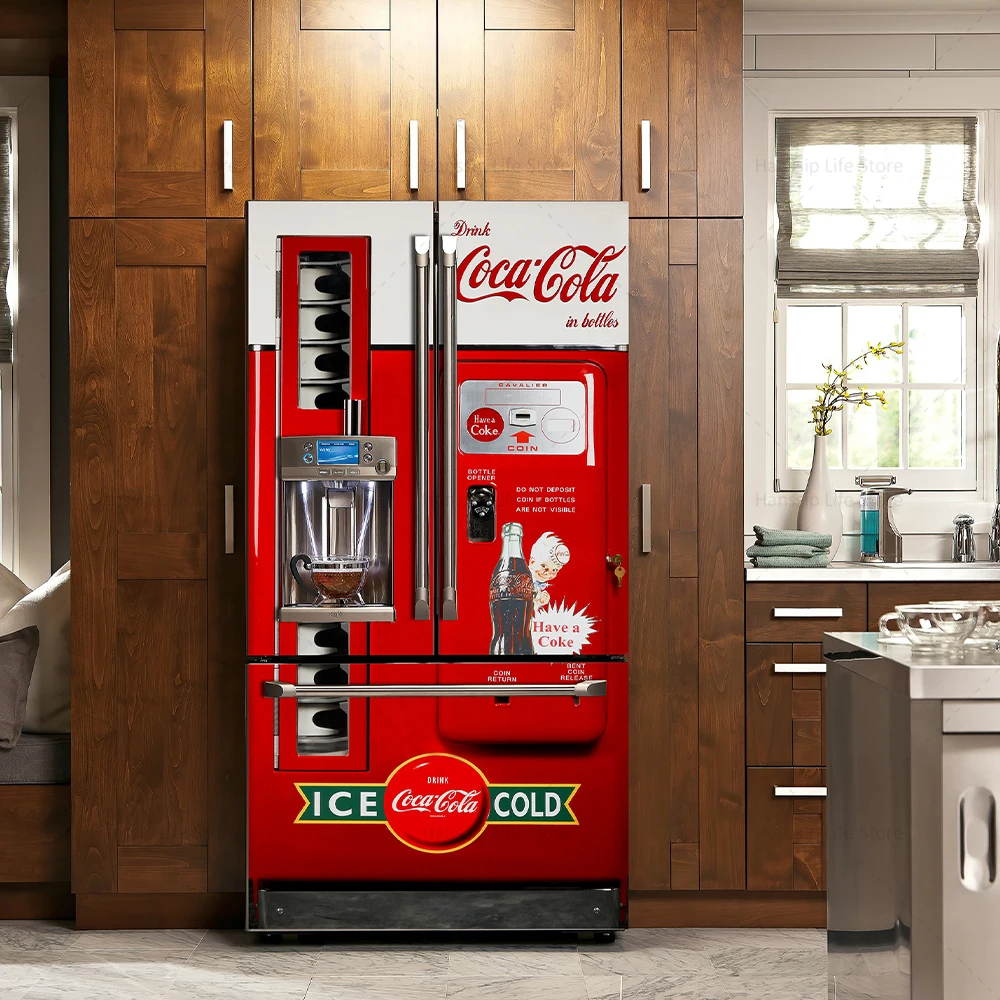 Retro Graffiti Fridge Door Mural Sticker Waterproof PVC Village Vintage ...