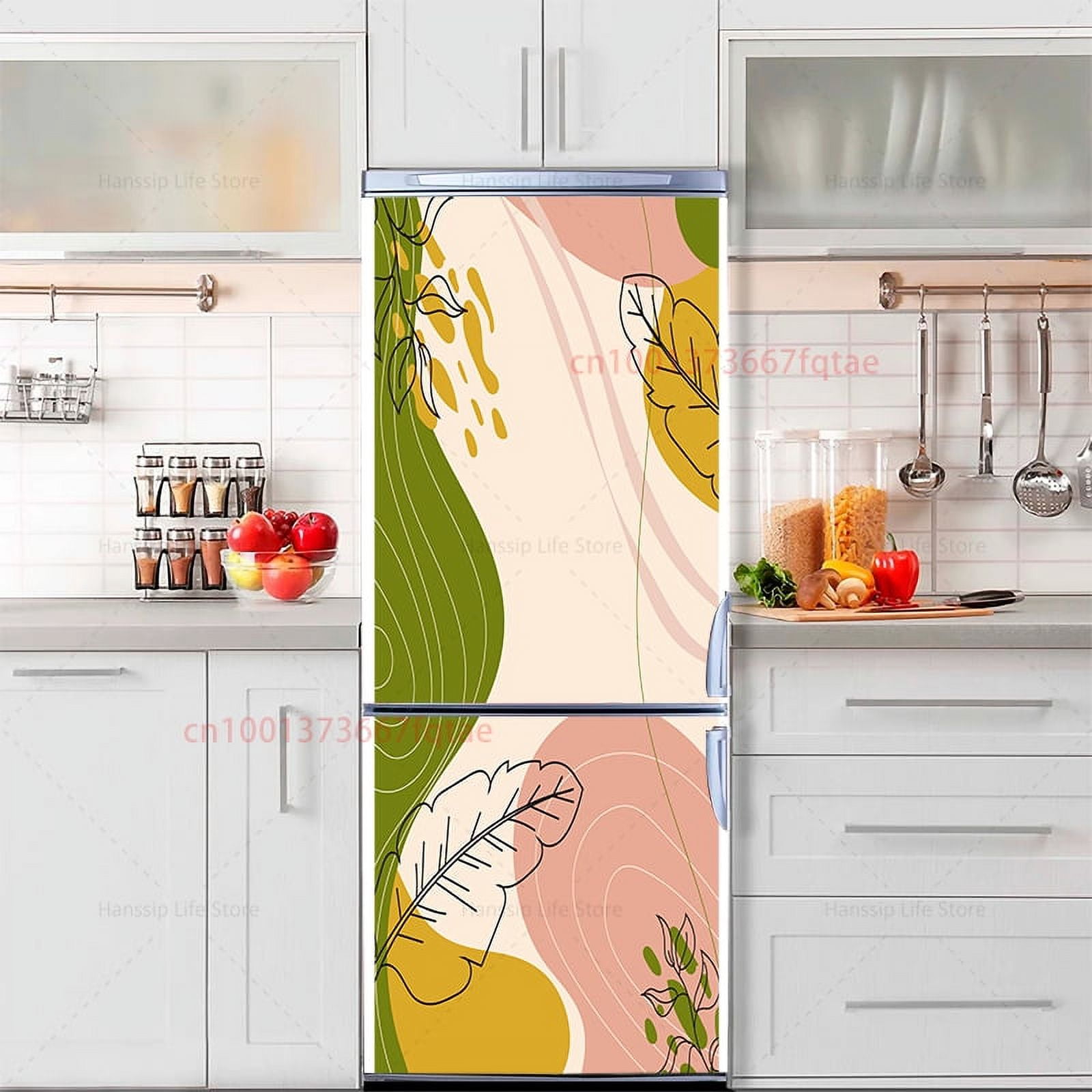 Retro Graffiti Poster Refrigerator Door Wrap Sticker Removable Kitchen Stair Scenery Art Fridge ...