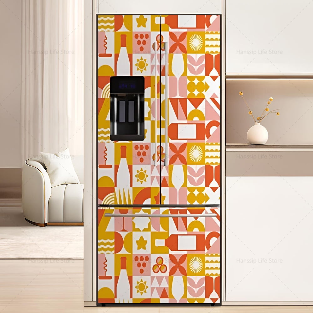 Retro Graffiti Poster Stickers Fridge Door Decals Waterproof PVC Tiling Floral Pattern ...