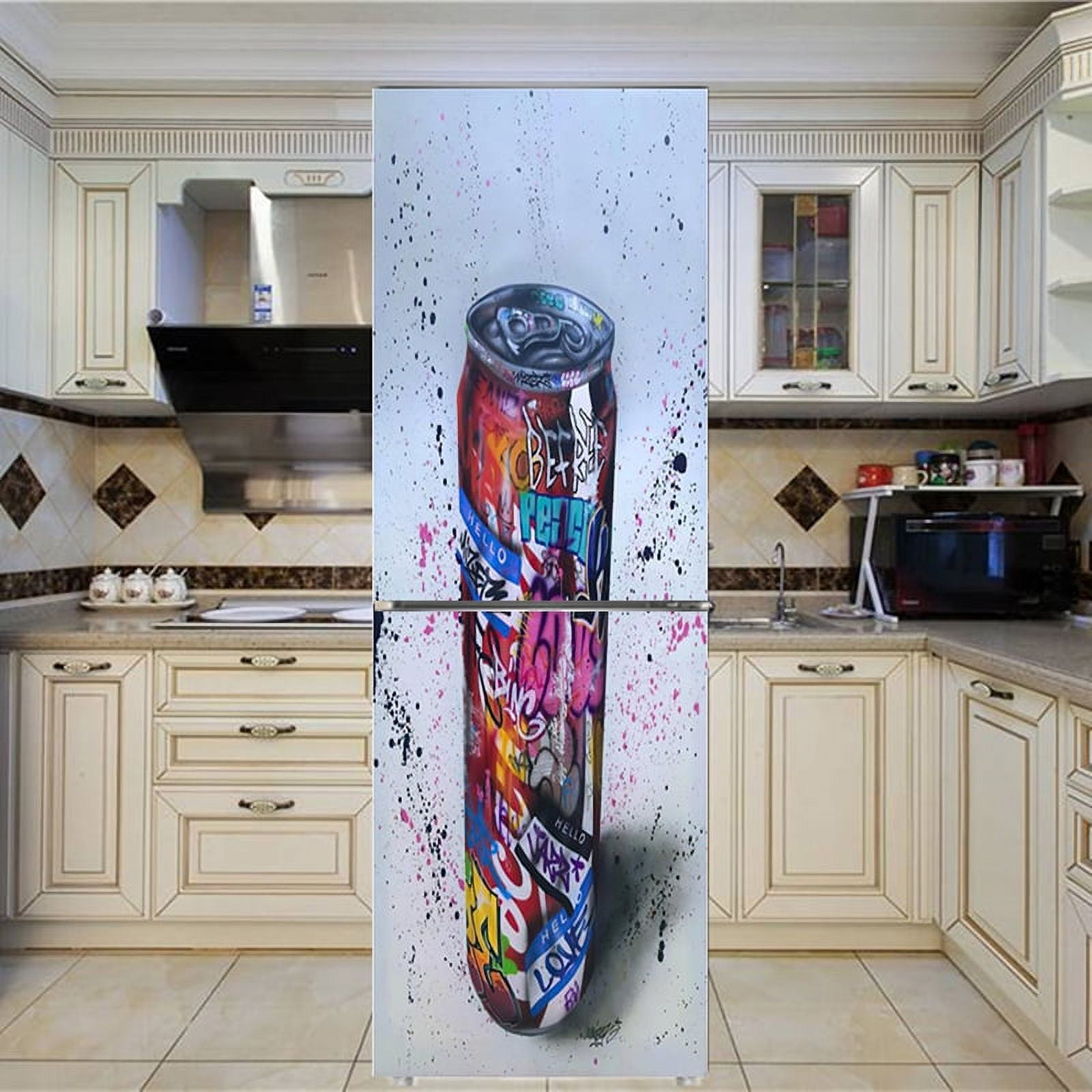 Retro Graffiti Style Fridge Wrap Mural Sticker Waterproof PVC Beertown ...