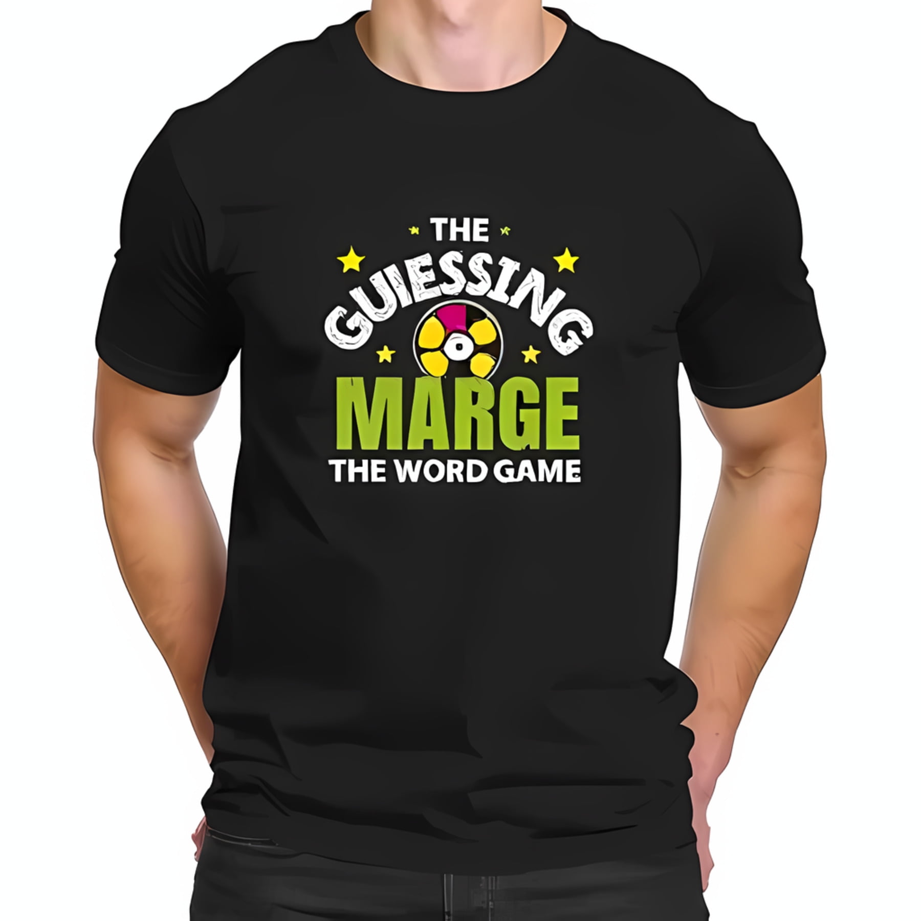 Retro Graphic Cotton Short Sleeve T-Shirt - " The Guessing Marge The ...