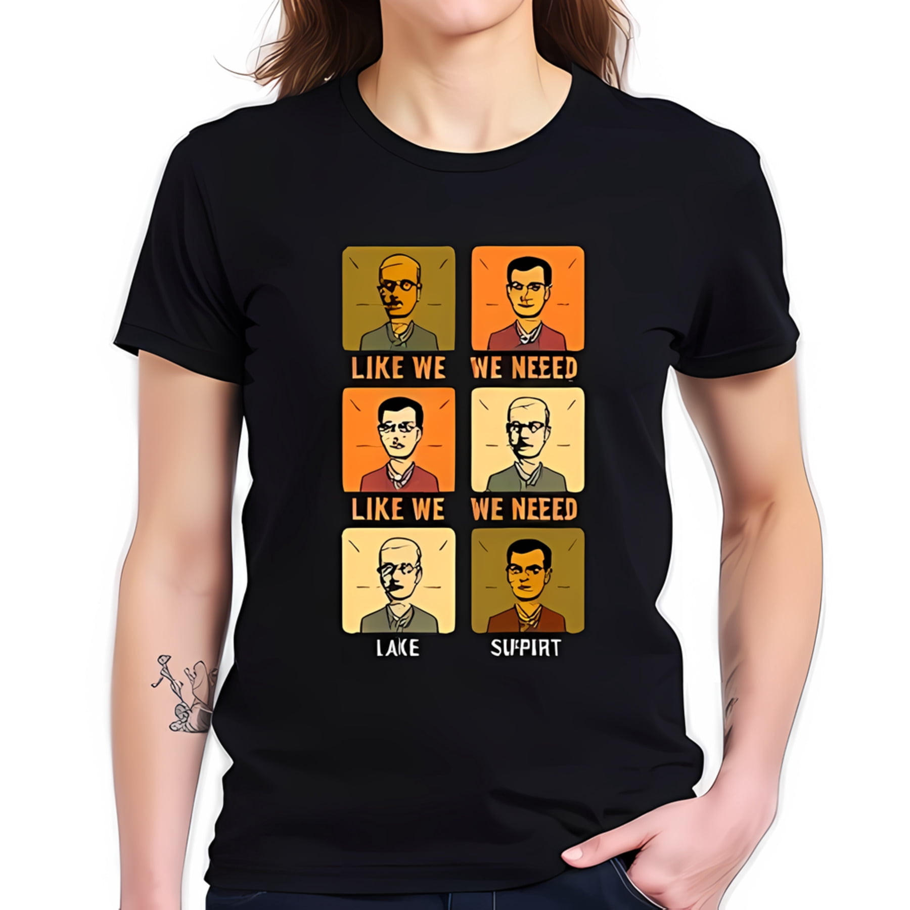 Retro Graphic Cotton Short Sleeve T-Shirt with Illustrated Portraits ...