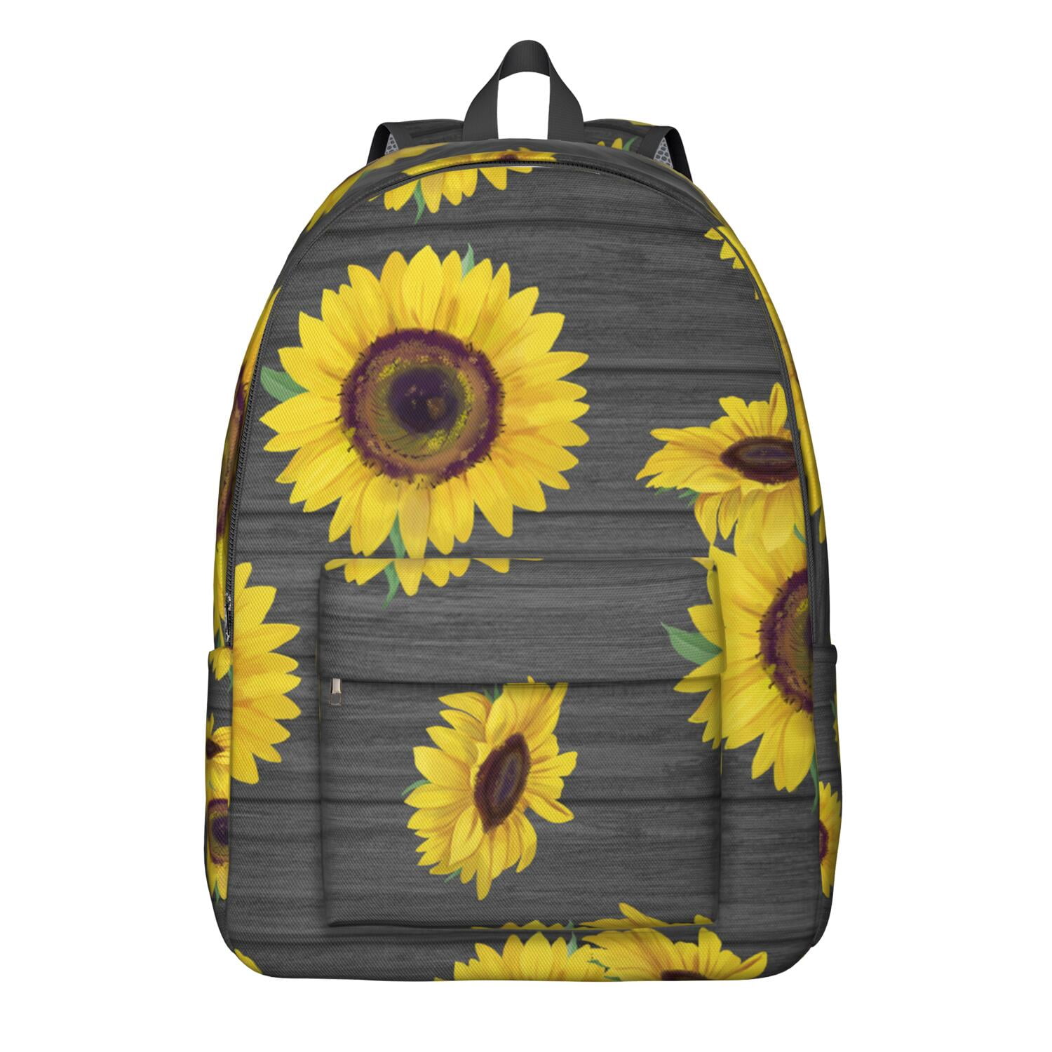 Retro Graphic Sunflower Backpack - Rustic Floral Waterproof Daypack ...